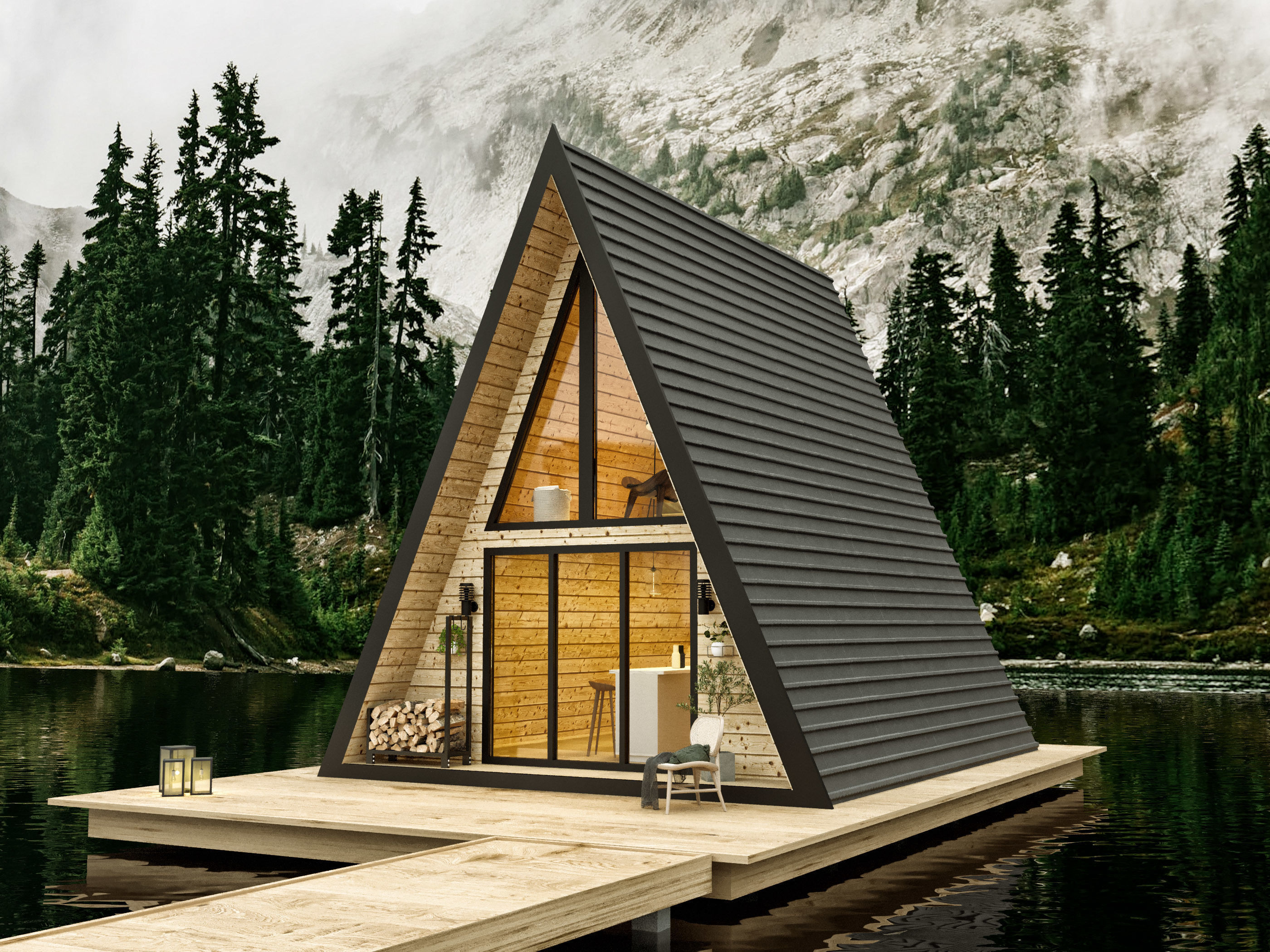 Lake House in the Forest 3D model | CGTrader