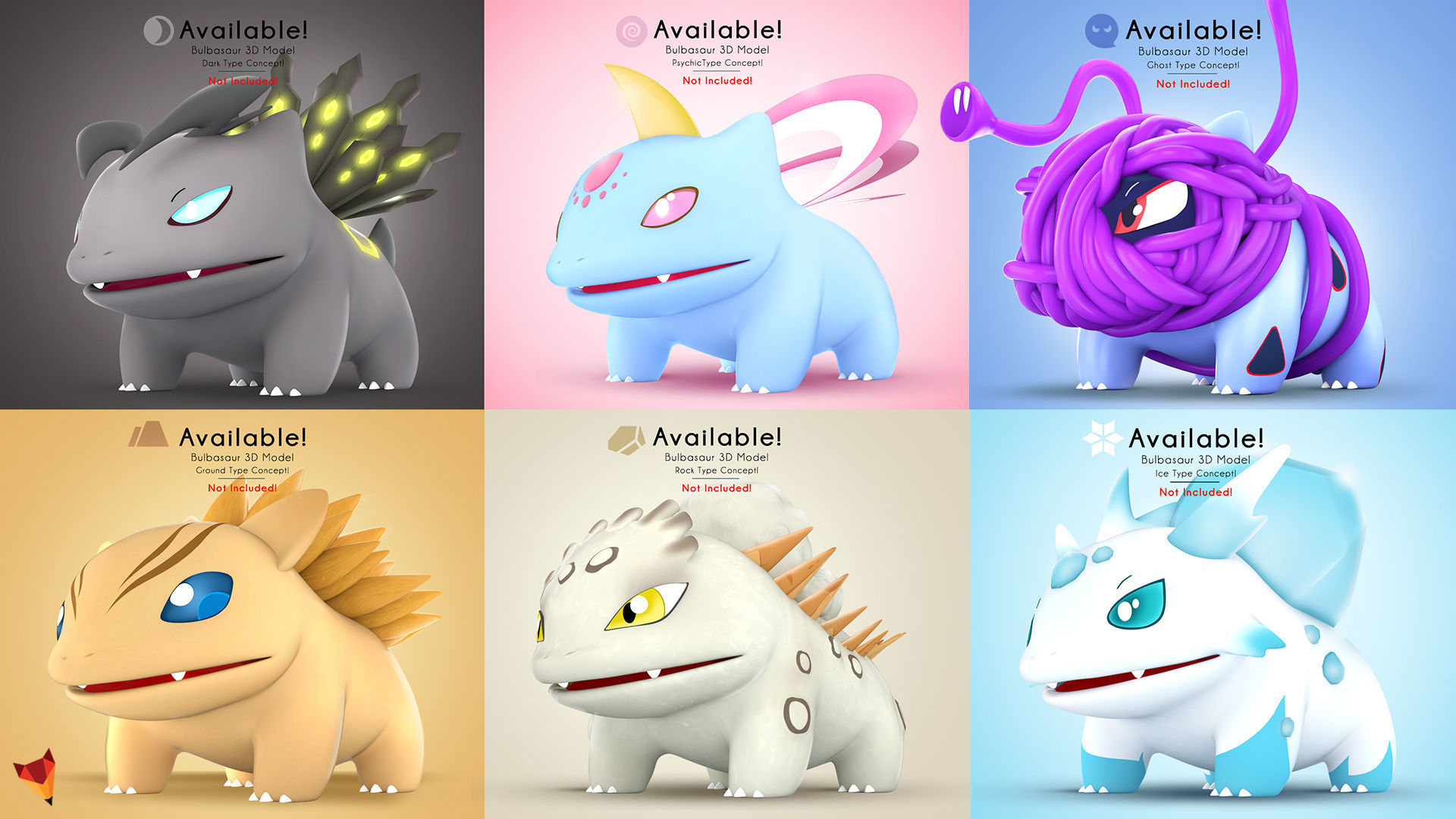 3D model Pokemon Bulbasaur Bug Type Concept VR / AR / low-poly | CGTrader