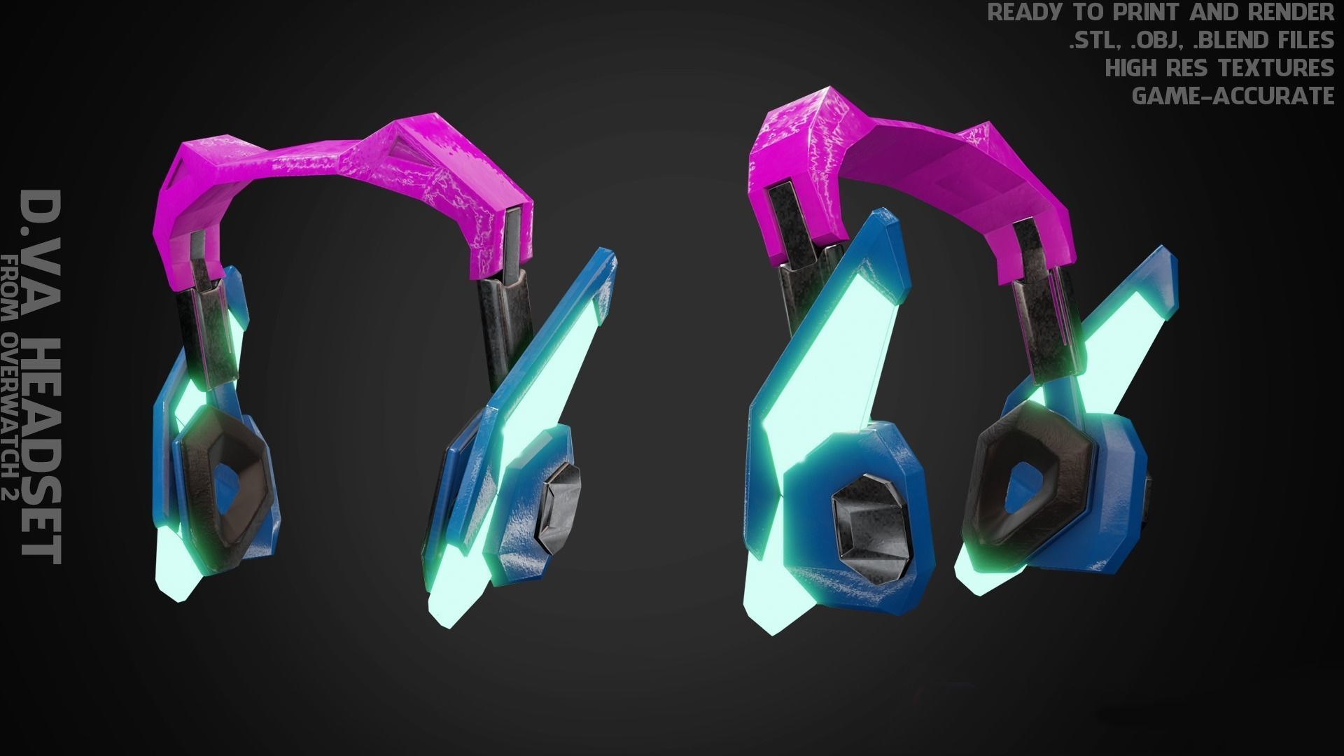 Overwatch 2 D va HeadSet for Cosplay 3D model 3D printable | CGTrader