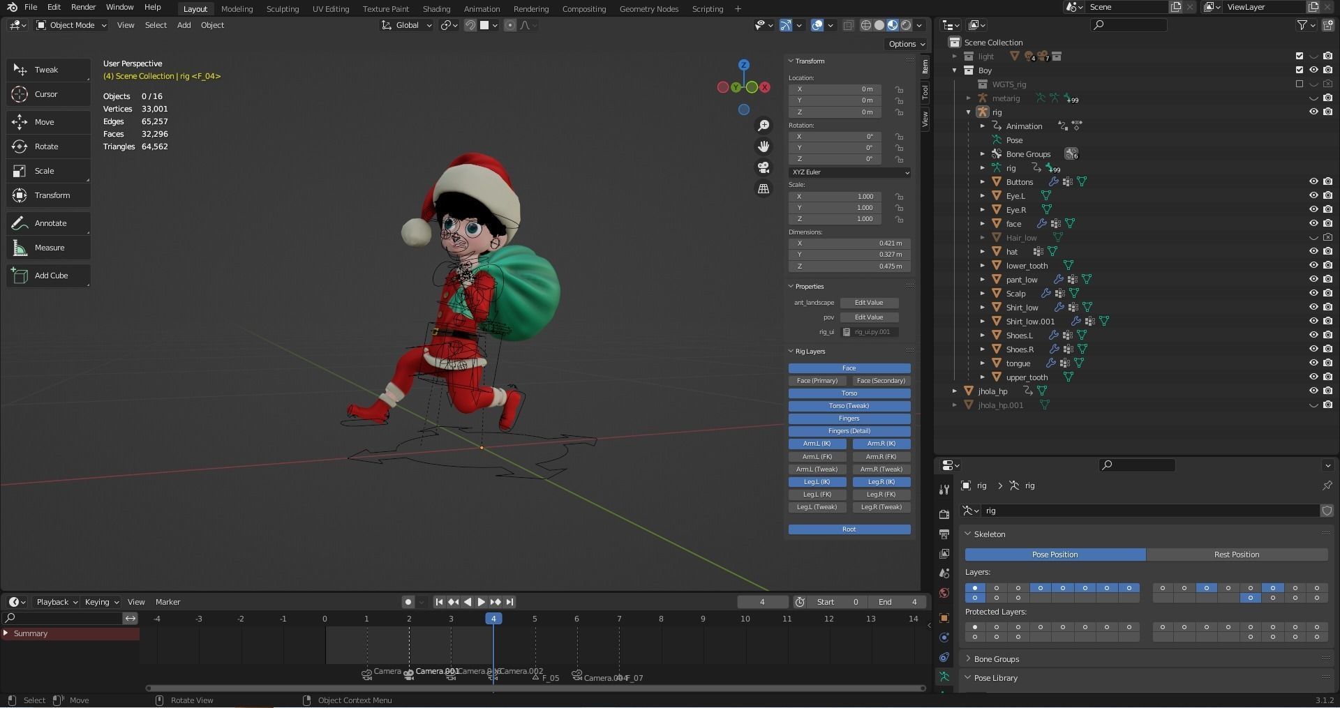 3D model Cartoon Santa Boy Rigged in Blender VR / AR / low-poly | CGTrader