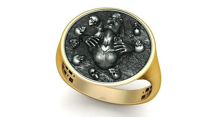 Skull Ring Hell Jewelry 3D model 3D printable | CGTrader