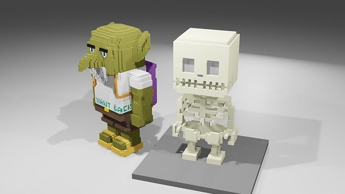 3D model Goblin and Skeleton Halloween Cartoon Voxel VR / AR / low-poly ...