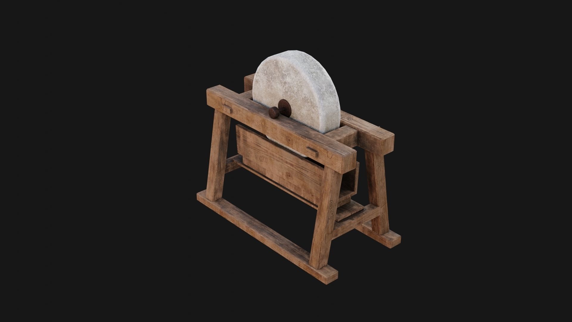 3D model Grindstone 3D Model wooden grinding wheel VR / AR / low-poly ...