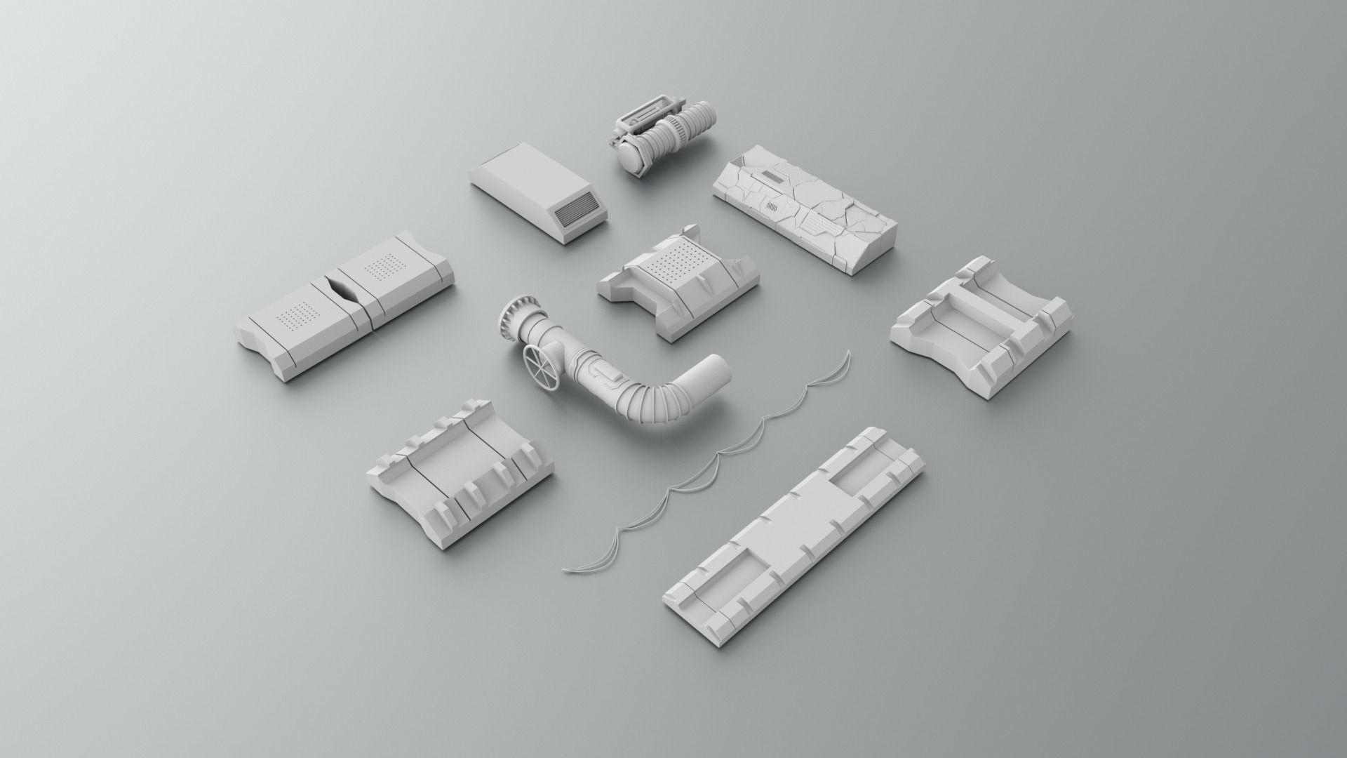 Scifi modular Wall piece 3D model | CGTrader