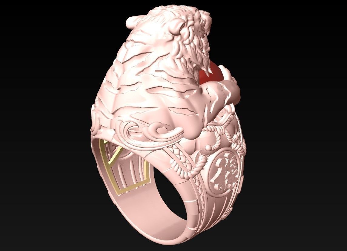 Tiger Rings - Mens rings - N252 3D model 3D printable | CGTrader