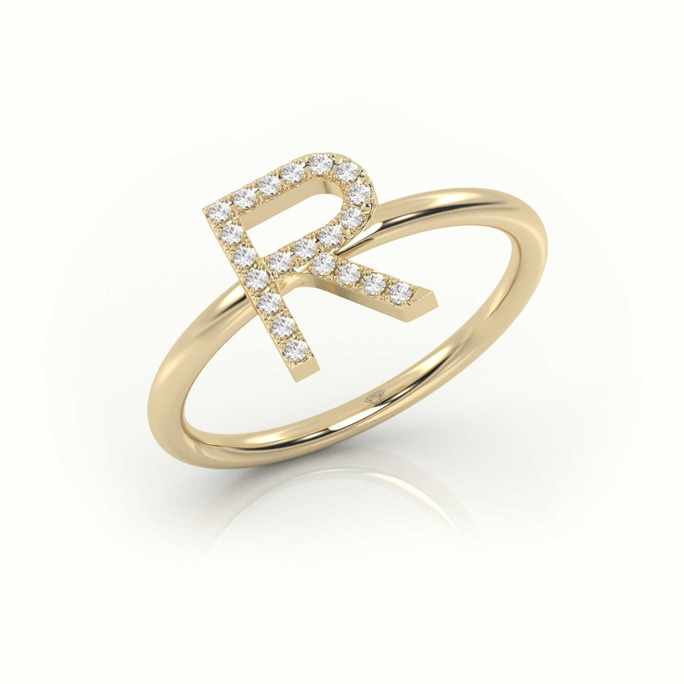 Initial R ring size 54 with professional renderings 3D model 3D ...
