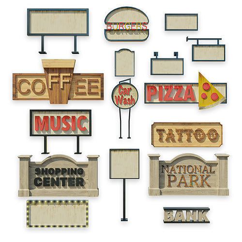 3D model Store signs VR / AR / low-poly | CGTrader