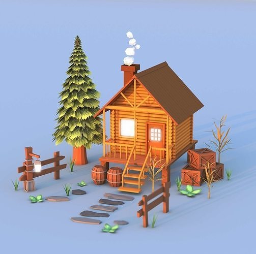 3D model Cartoon low-poly house VR / AR / low-poly | CGTrader