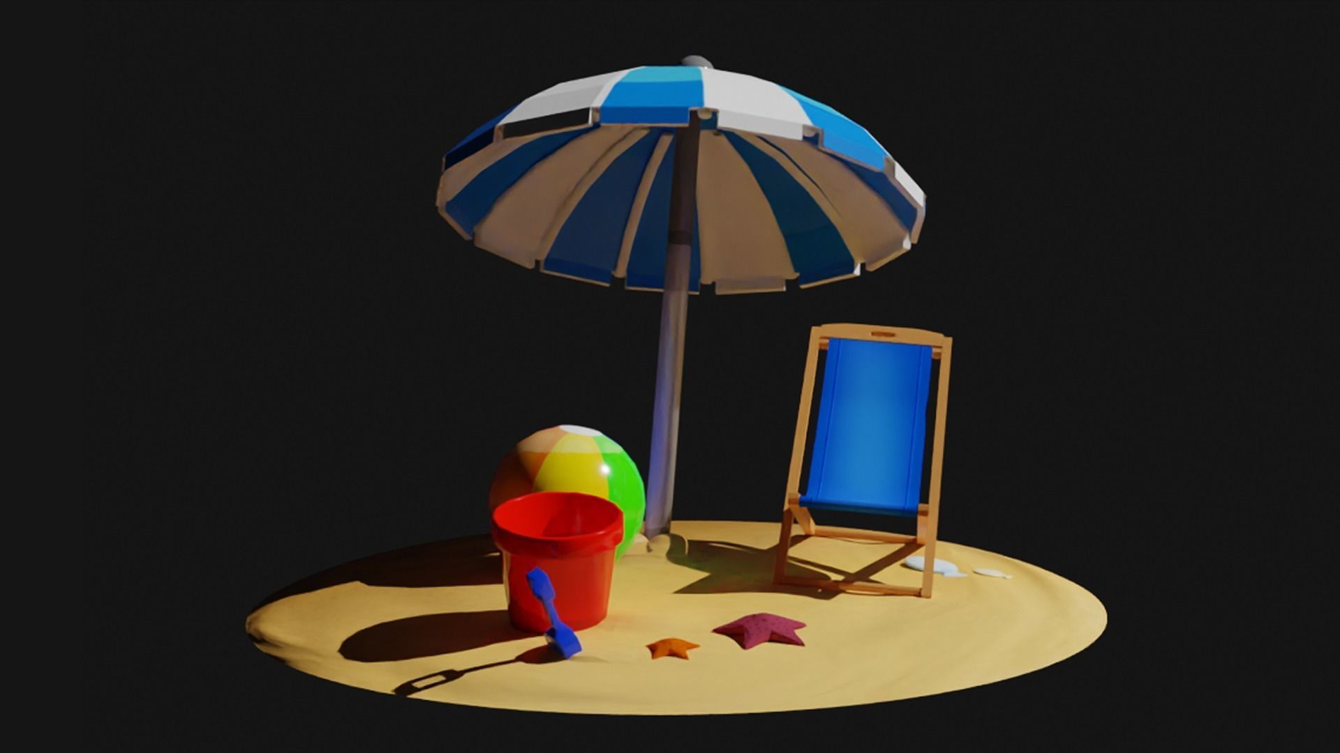 3D model Hand Painted Stylized Beach Props VR / AR / low-poly | CGTrader