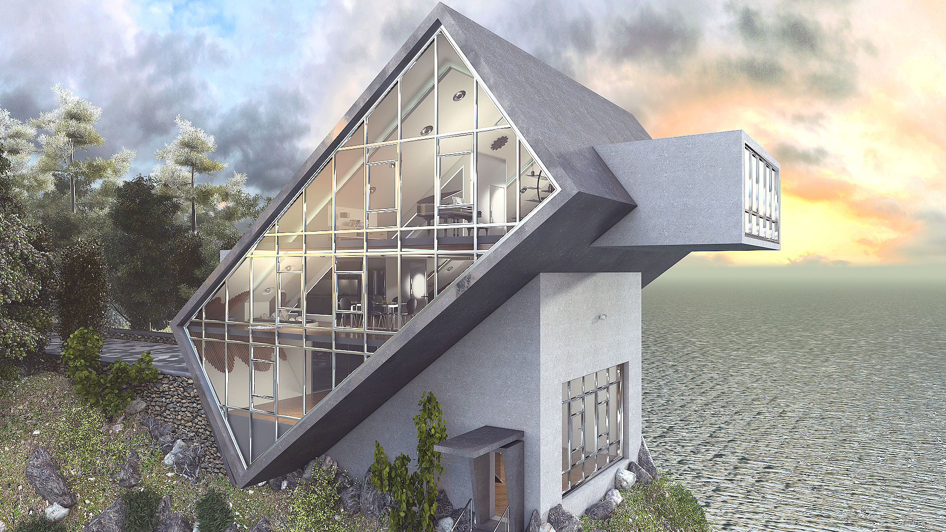 SLOPED HOUSE 3D model | CGTrader