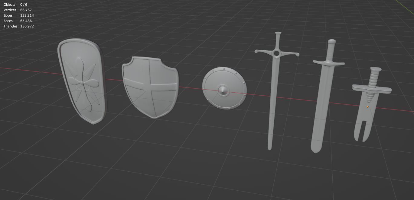 swords and shields set free VR / AR / low-poly 3D model | CGTrader