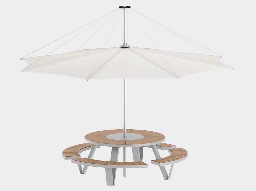 Round Picnic Table with Parasol 3D model | CGTrader
