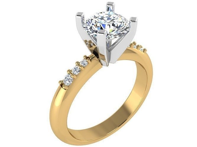 Round Diamond ring 2793 3D print model 3D model 3D printable | CGTrader