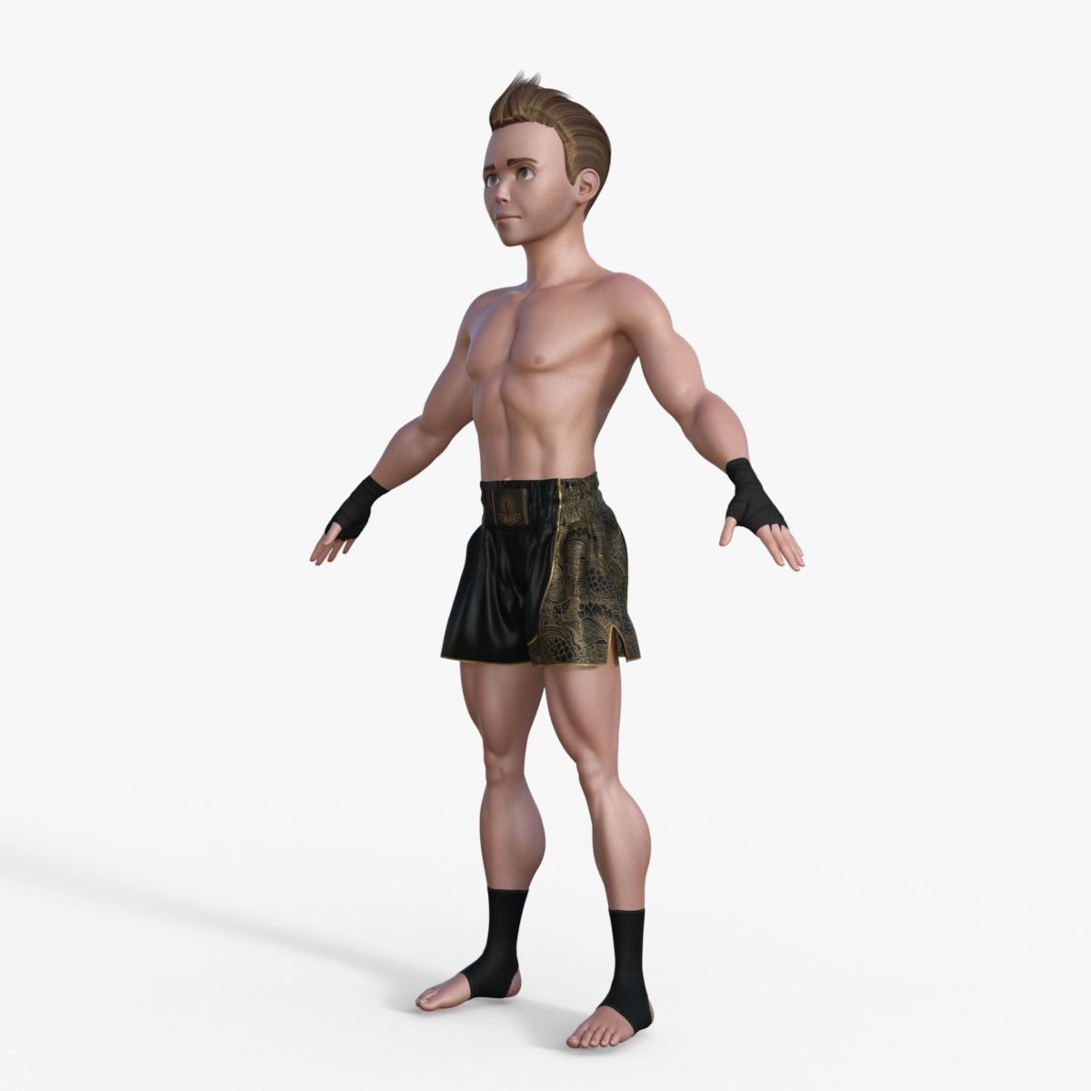 Cartoon Fighter Man Rigged 3D model rigged | CGTrader