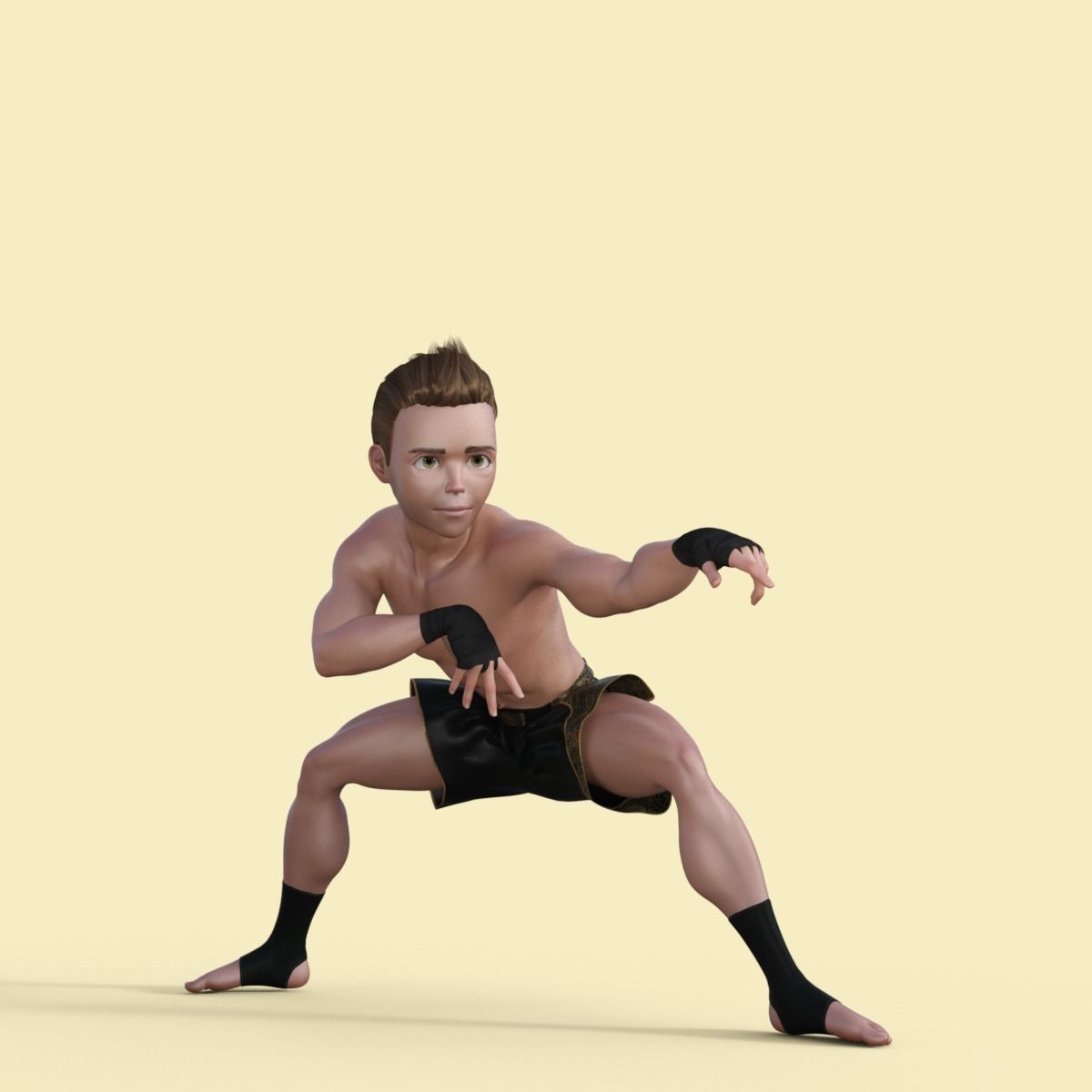 Cartoon Fighter Man Rigged 3D model rigged | CGTrader