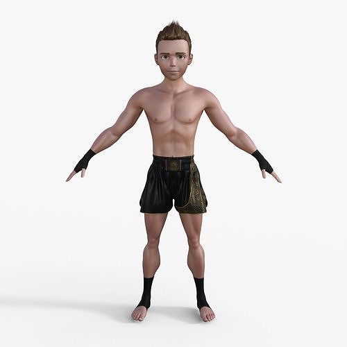 Cartoon Fighter Man Rigged 3D model rigged | CGTrader