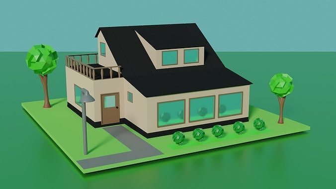 3D model House Low poly VR / AR / low-poly | CGTrader