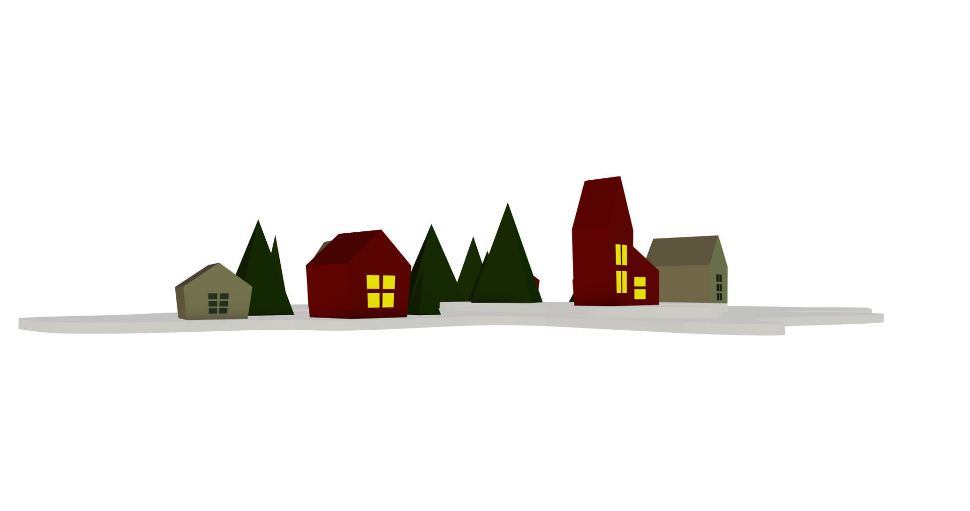 3D model Low Poly Christmas Village VR / AR / low-poly | CGTrader