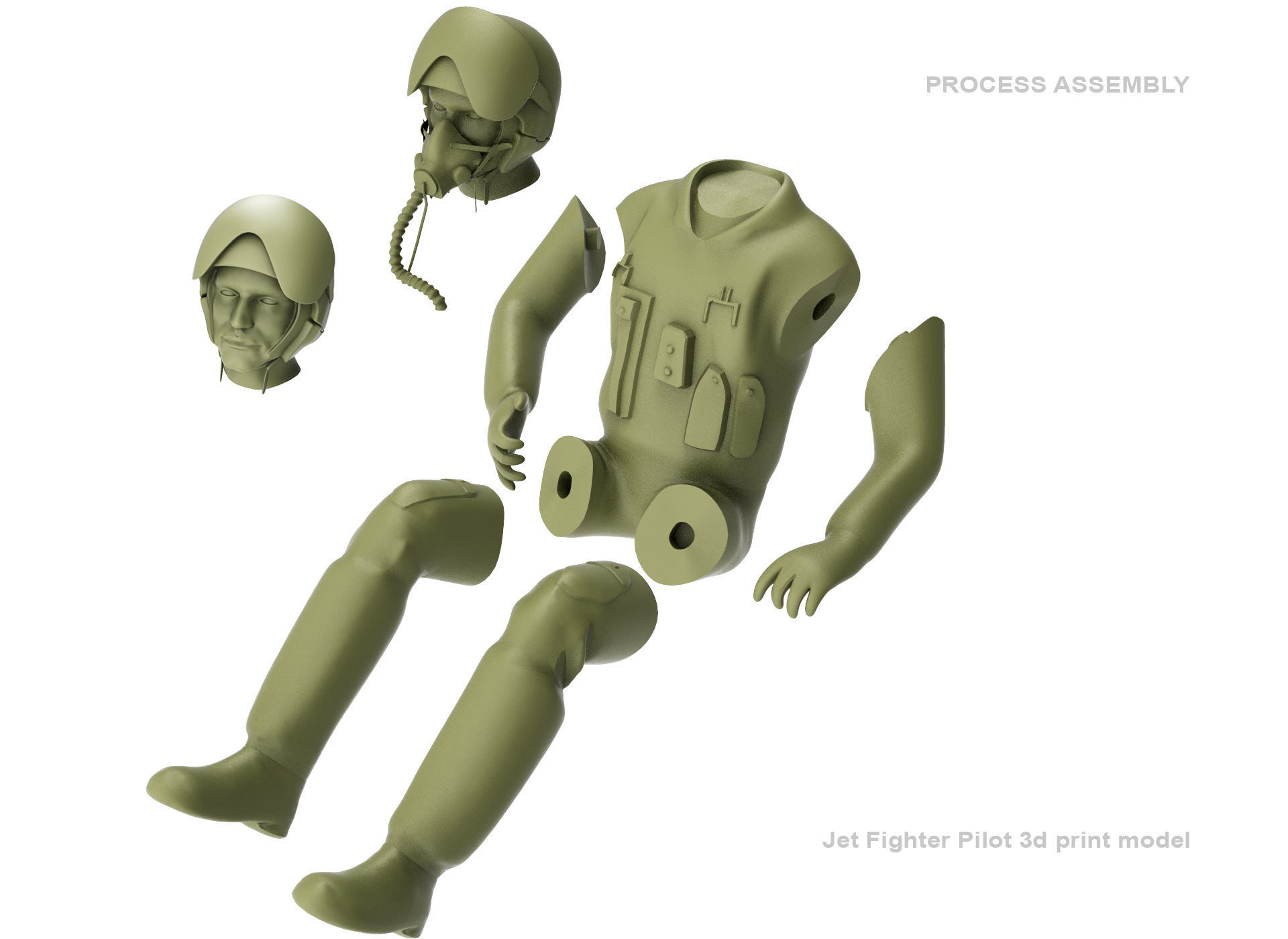 Jet Fighter Pilot 3D model 3D printable | CGTrader