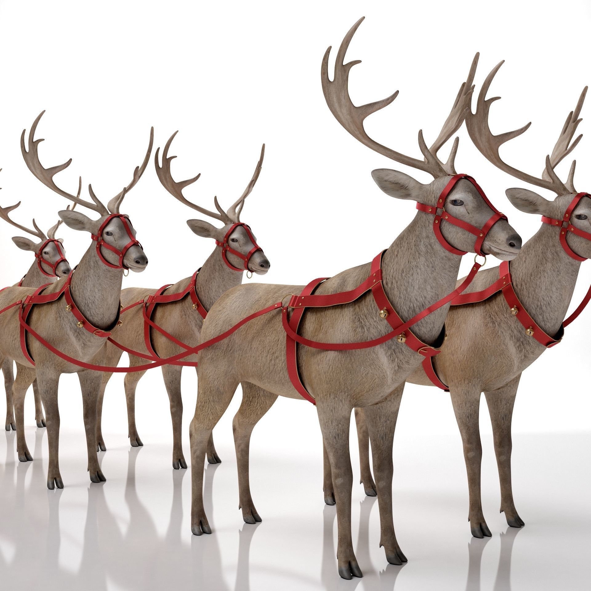 Santa Claus sleigh with reindeer 3D model | CGTrader
