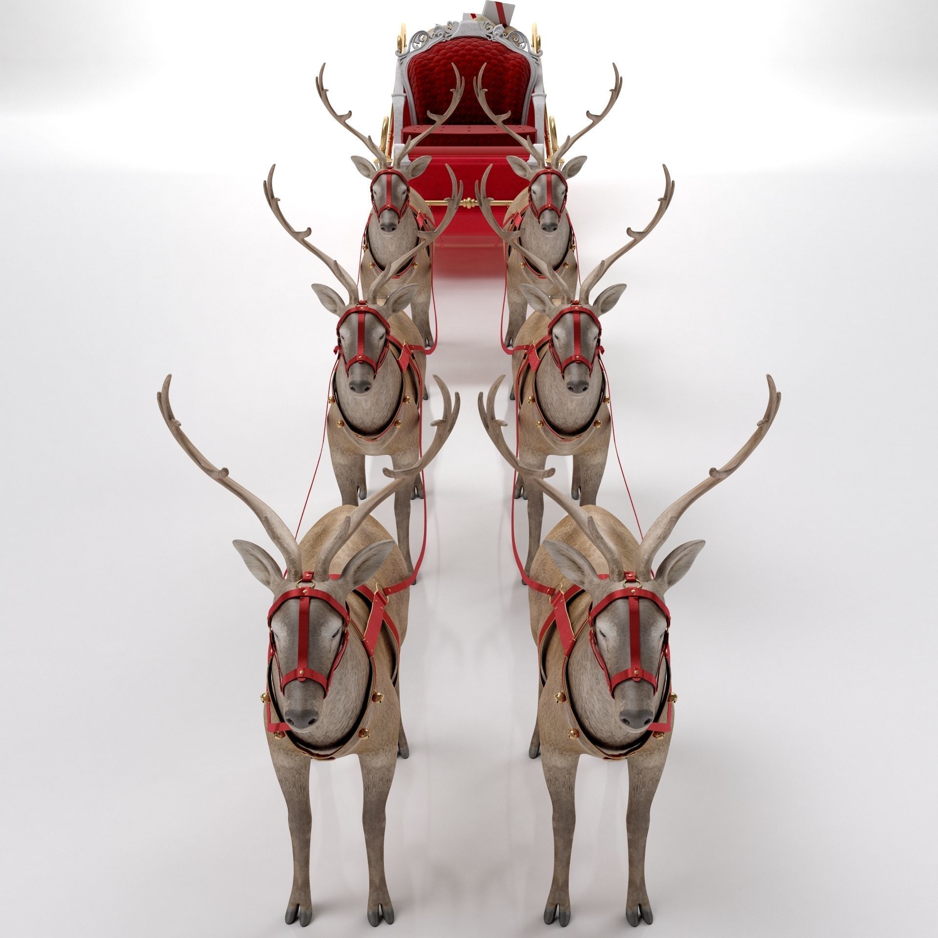 Santa Claus sleigh with reindeer 3D model | CGTrader