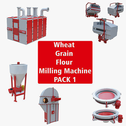 3D Model Collection Wheat Grain Flour Milling Machine PACK 1 VR / AR ...