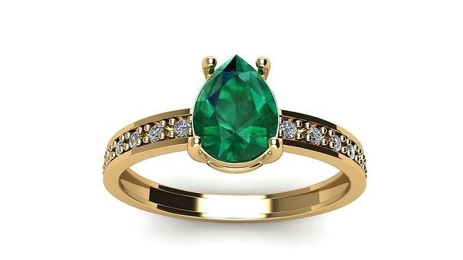 Pear Gem 7x5 mm Ring with Diamonds 3D model 3D printable | CGTrader