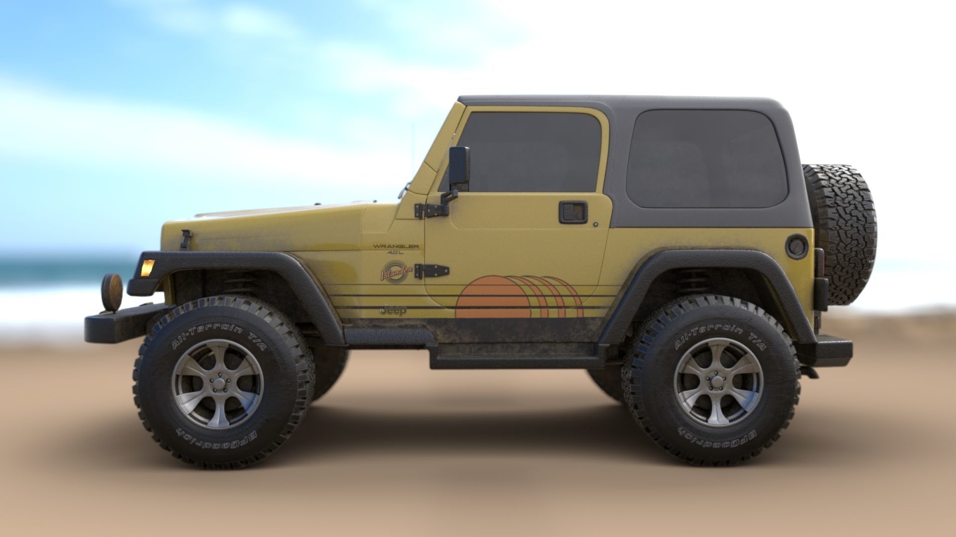 3D model Jeep Wrangler TJ Custom Design Jeep Islander theme VR / AR ...
