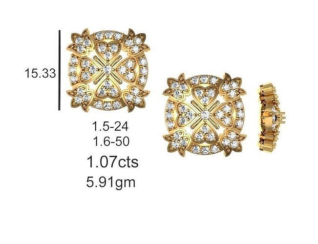 Women Solitaire Earrings 3D model 3D printable | CGTrader