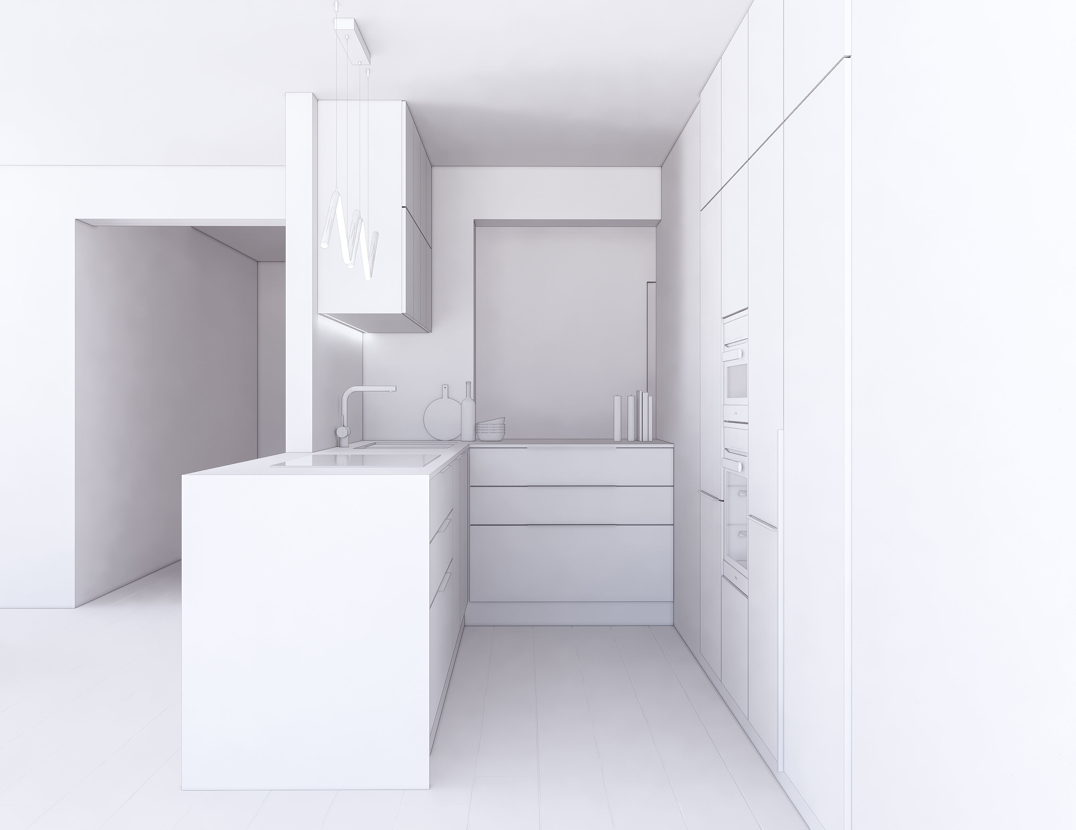3D model Modern Kitchen Created in Revit 10 VR / AR / low-poly | CGTrader