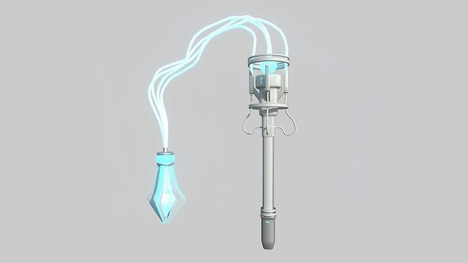 3D model SciFi Flail A02 White Blue - Sci Fi Weapon Design VR / AR ...