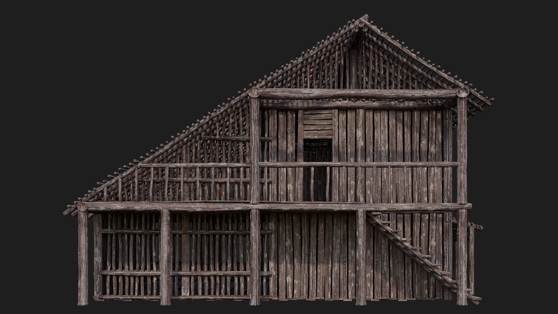 3D model Old Wooden Building 4K Textures GameReady 181 VR / AR / low ...