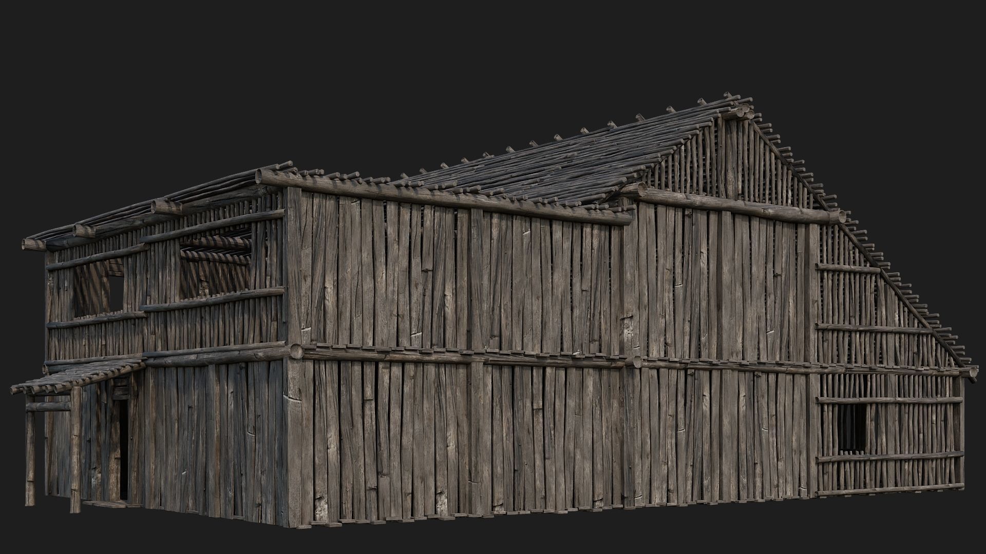 3D model 4 Old Wooden Buildings Pack 4K Textures GameReady 181 to 184 ...