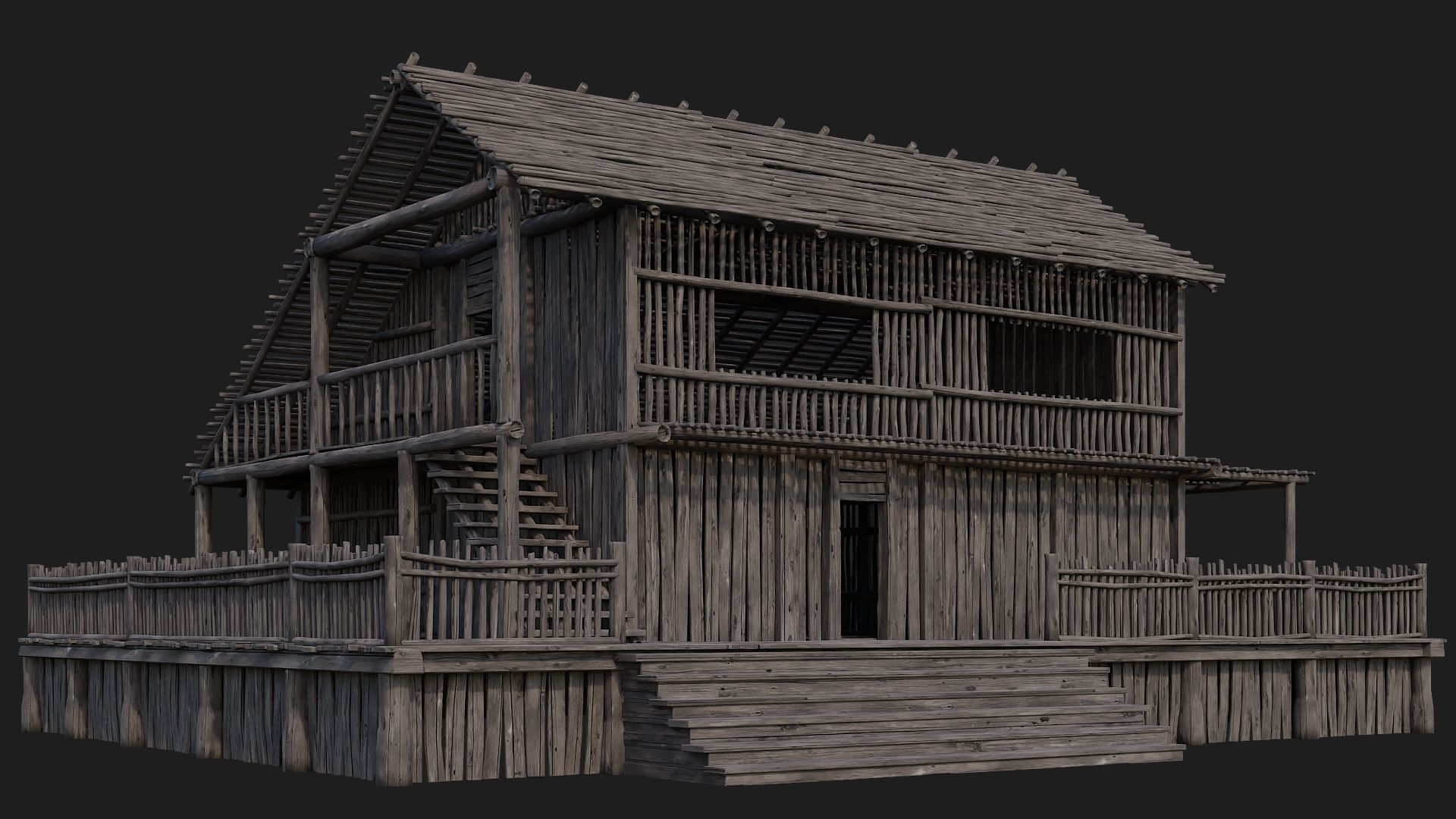3D model 4 Old Wooden Buildings Pack 4K Textures GameReady 181 to 184 ...