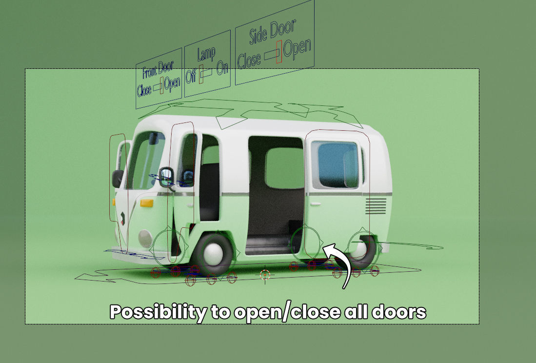 Stylized Cartoon Van - Fully Rigged 3D model rigged | CGTrader