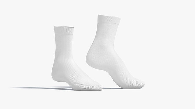 3D model White Long Socks stand on tiptoe - fabric sox pair VR / AR ...