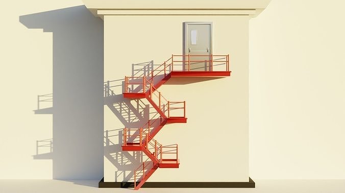 3D model Fire Escape Staircase Exterior 3D Model - Low Poly VR / AR / low-poly | CGTrader