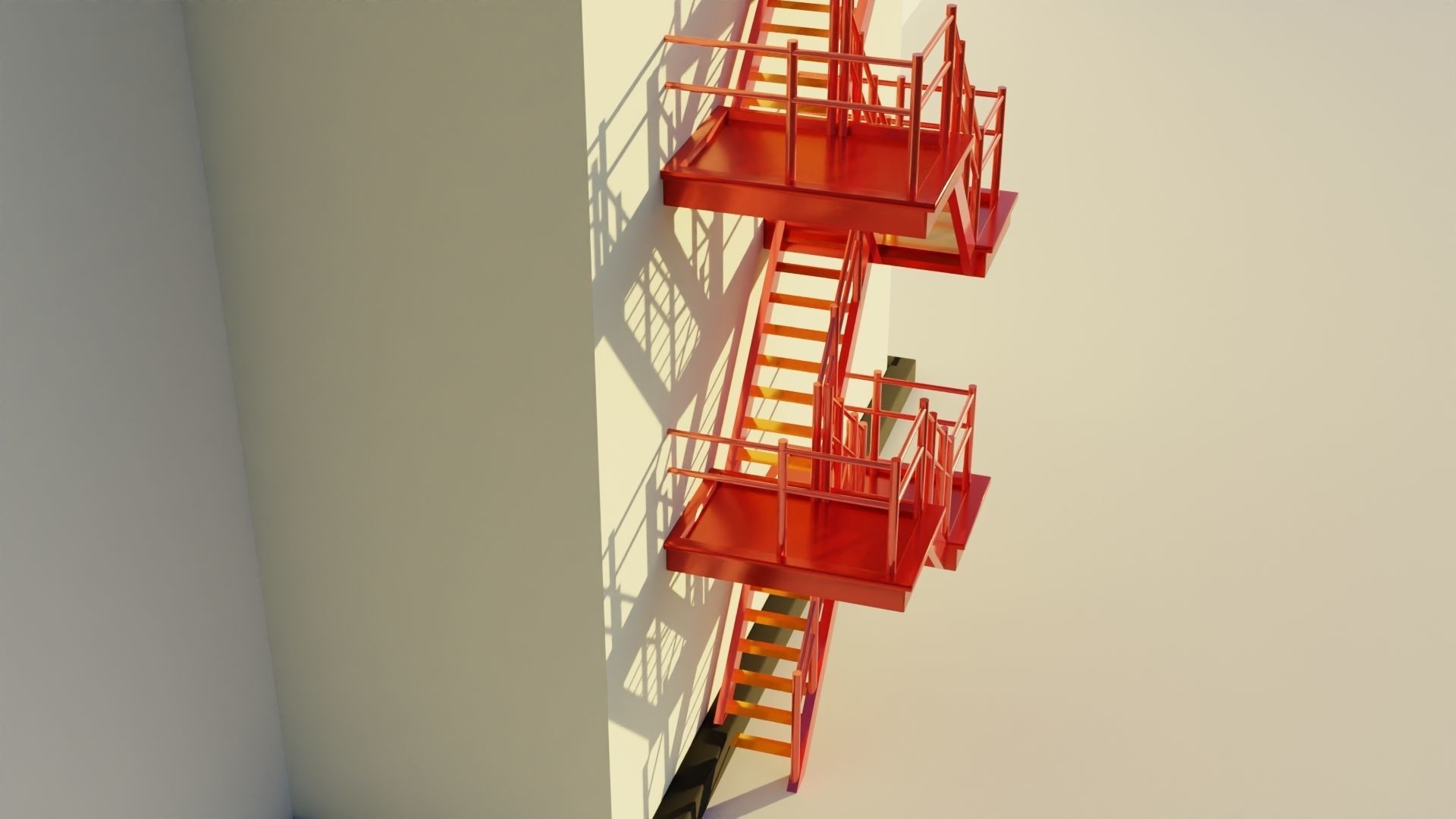 3D model Fire Escape Staircase Exterior 3D Model - Low Poly VR / AR ...