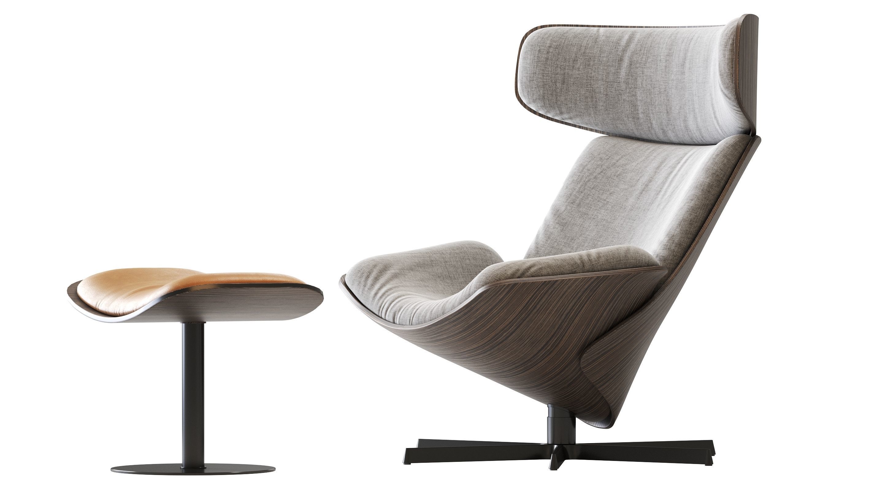 Almora B and B Italia Armchair and Footrest 3D model | CGTrader