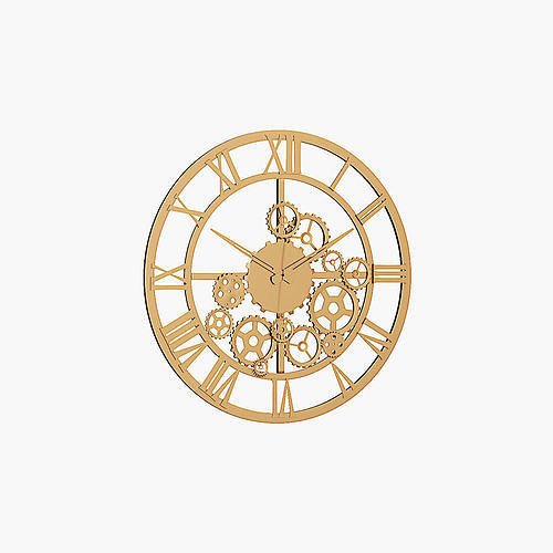 Rondo gold clock with gears 3D model | CGTrader