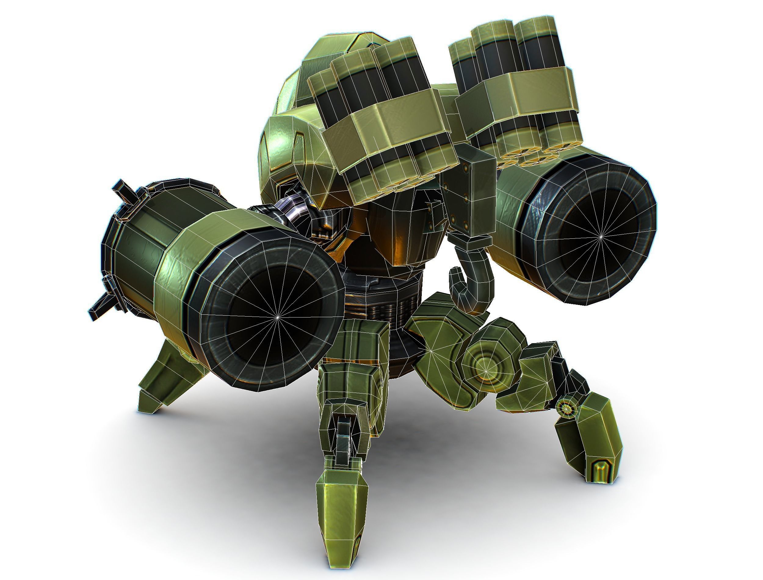 3D model Robot Machine Gunner Gun VR / AR / low-poly | CGTrader