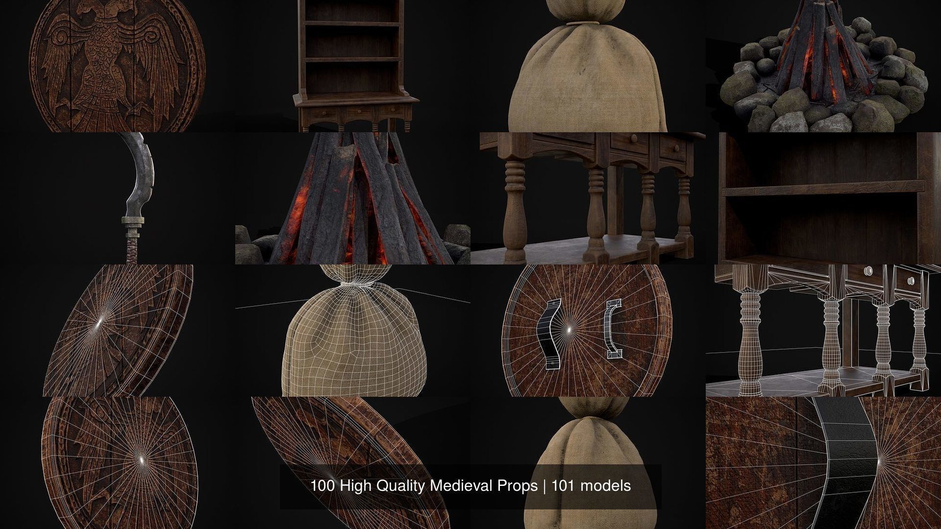 3D Model Collection 100 High Quality Medieval Props VR / AR / low-poly ...