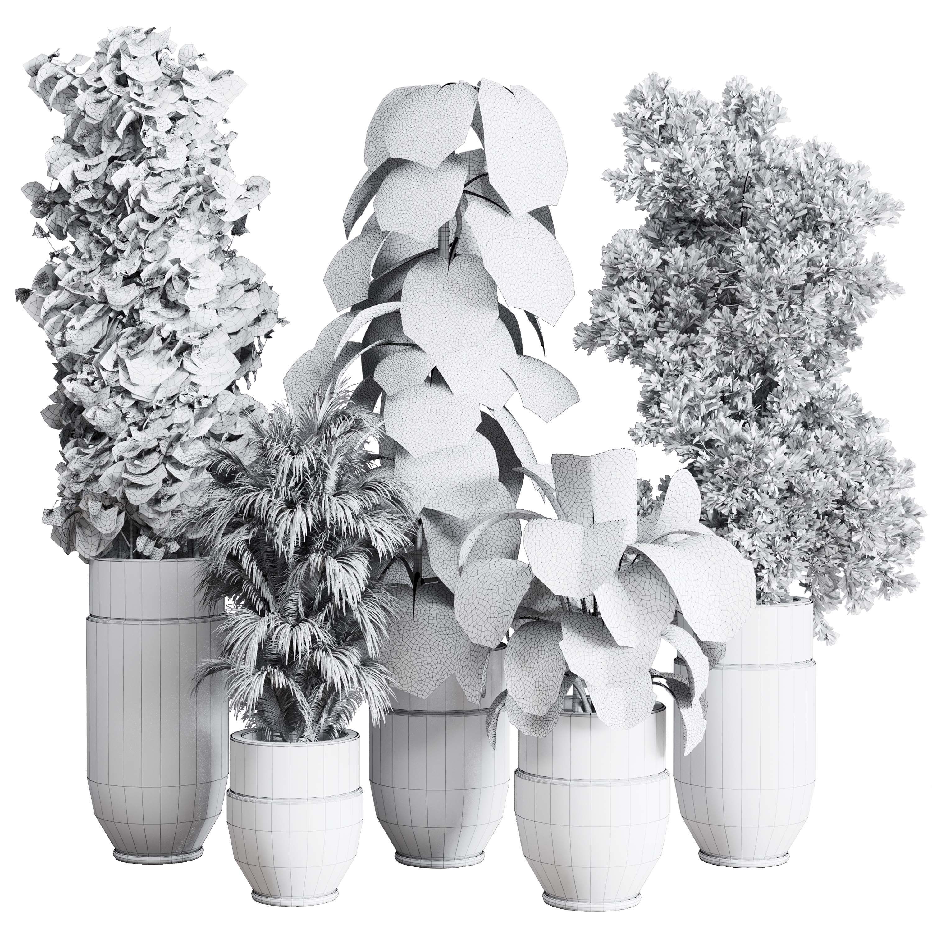 3D model indoor plant set 312 longhi godwin pot bamboo monstera VR / AR ...