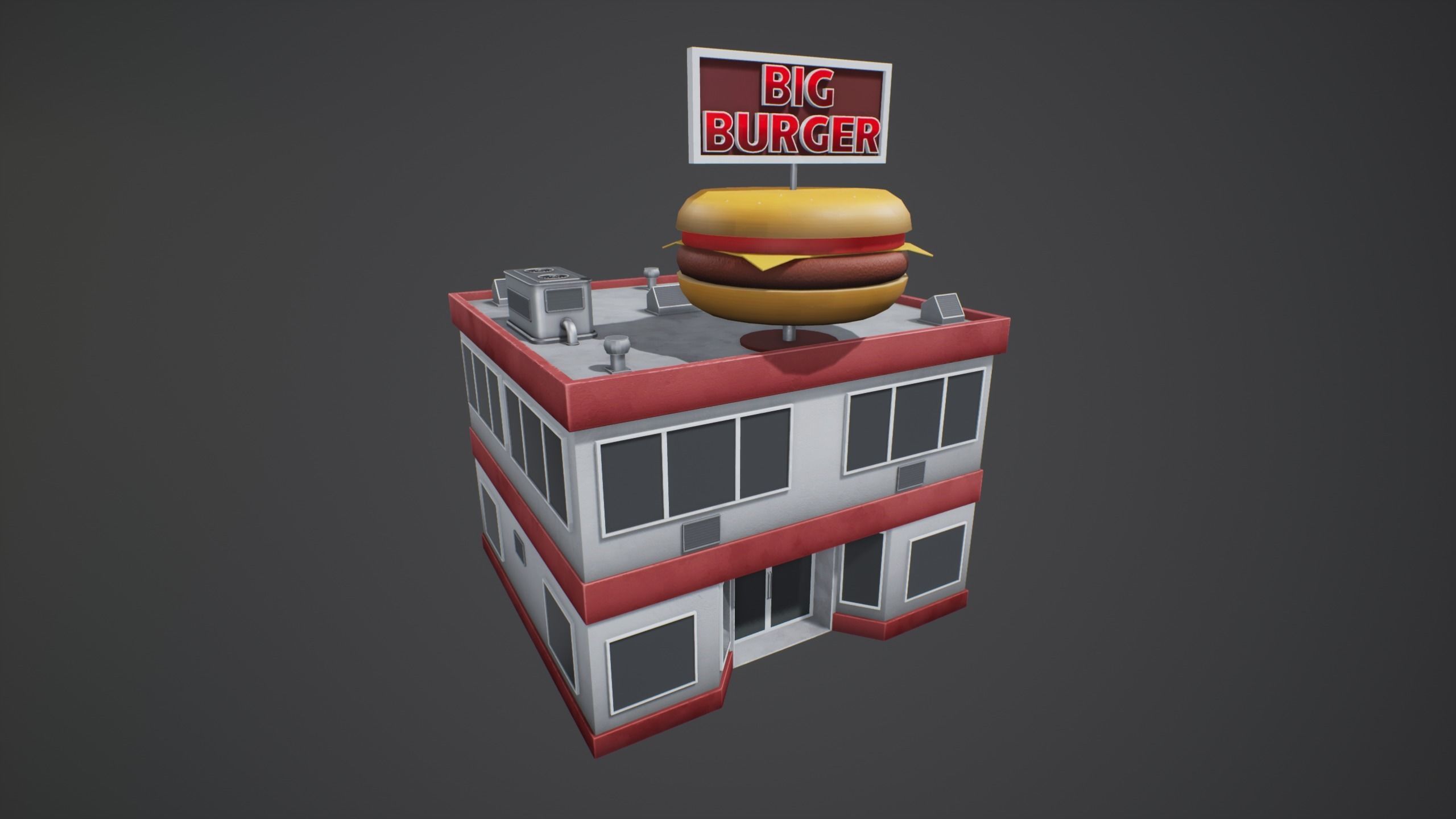 3D model Stylized Big Burger Building VR / AR / low-poly | CGTrader