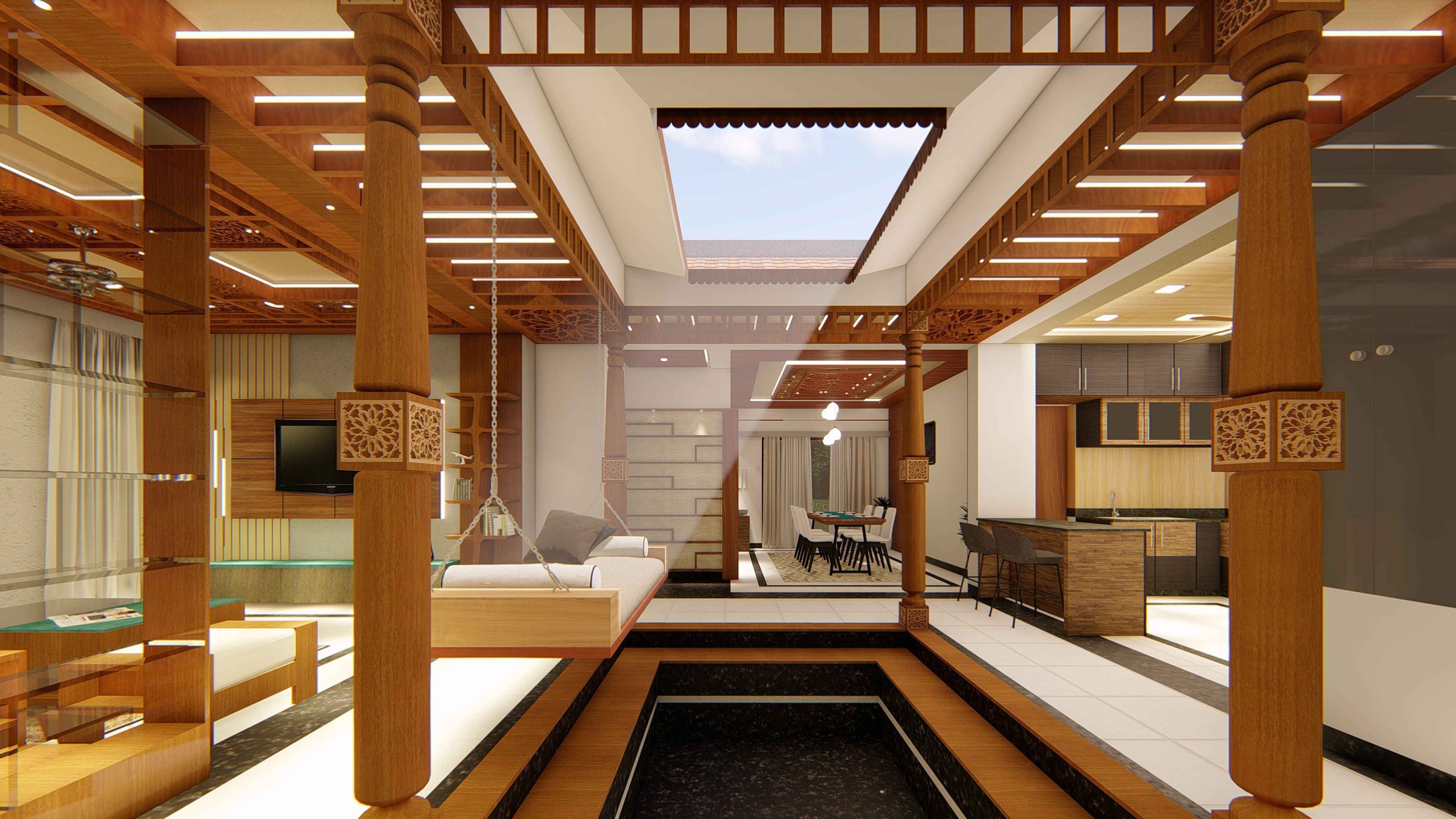 COURTYARD INTERIOR DESIGN 3D MODEL SKETCHUP 3D model | CGTrader