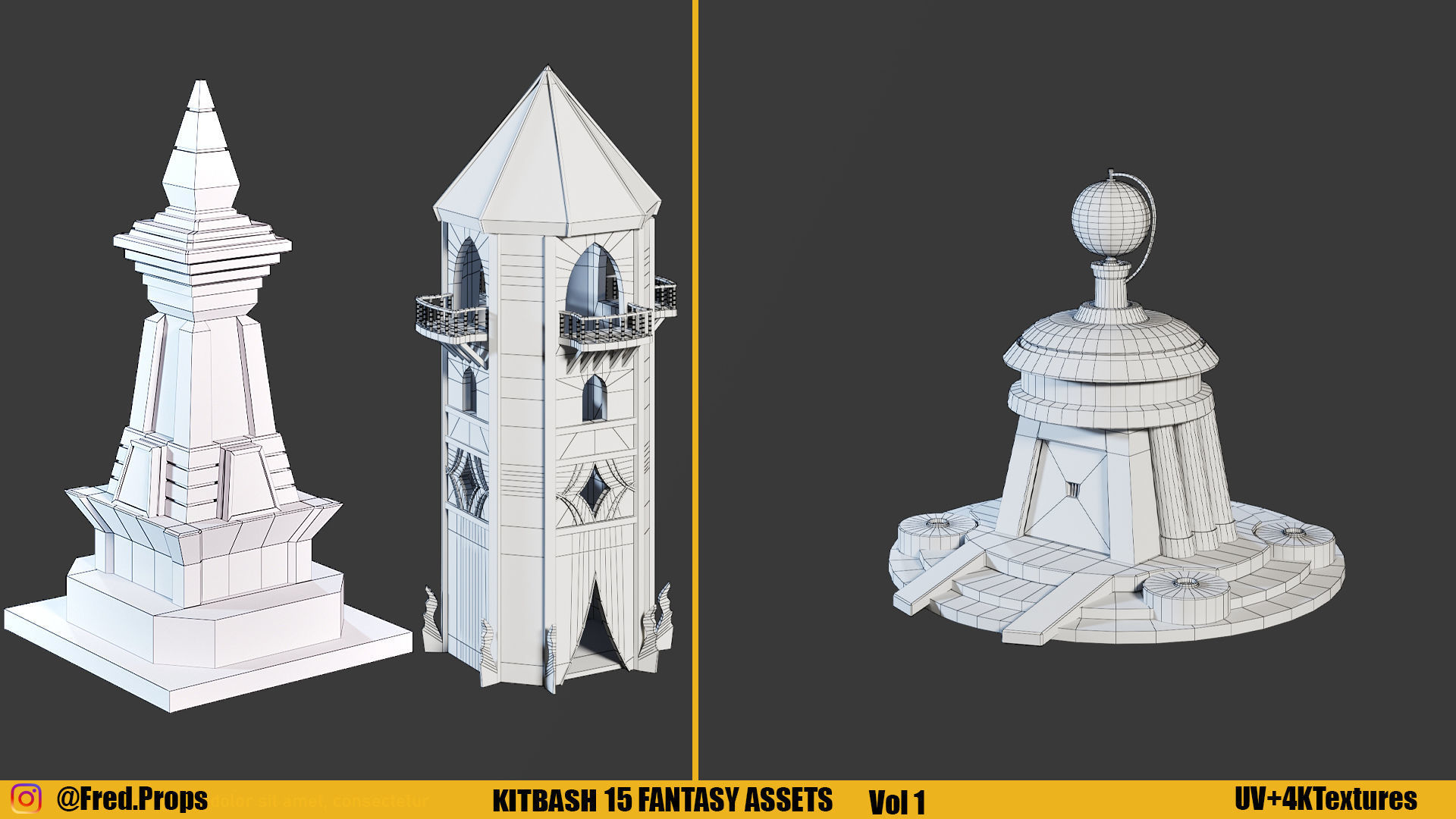 3D model KITBASH-FANTASY ASSETS Vol 1 VR / AR / low-poly | CGTrader