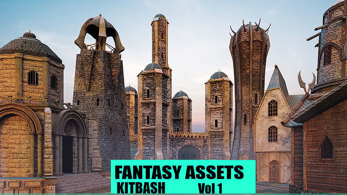 3D model KITBASH-FANTASY ASSETS Vol 1 VR / AR / low-poly | CGTrader
