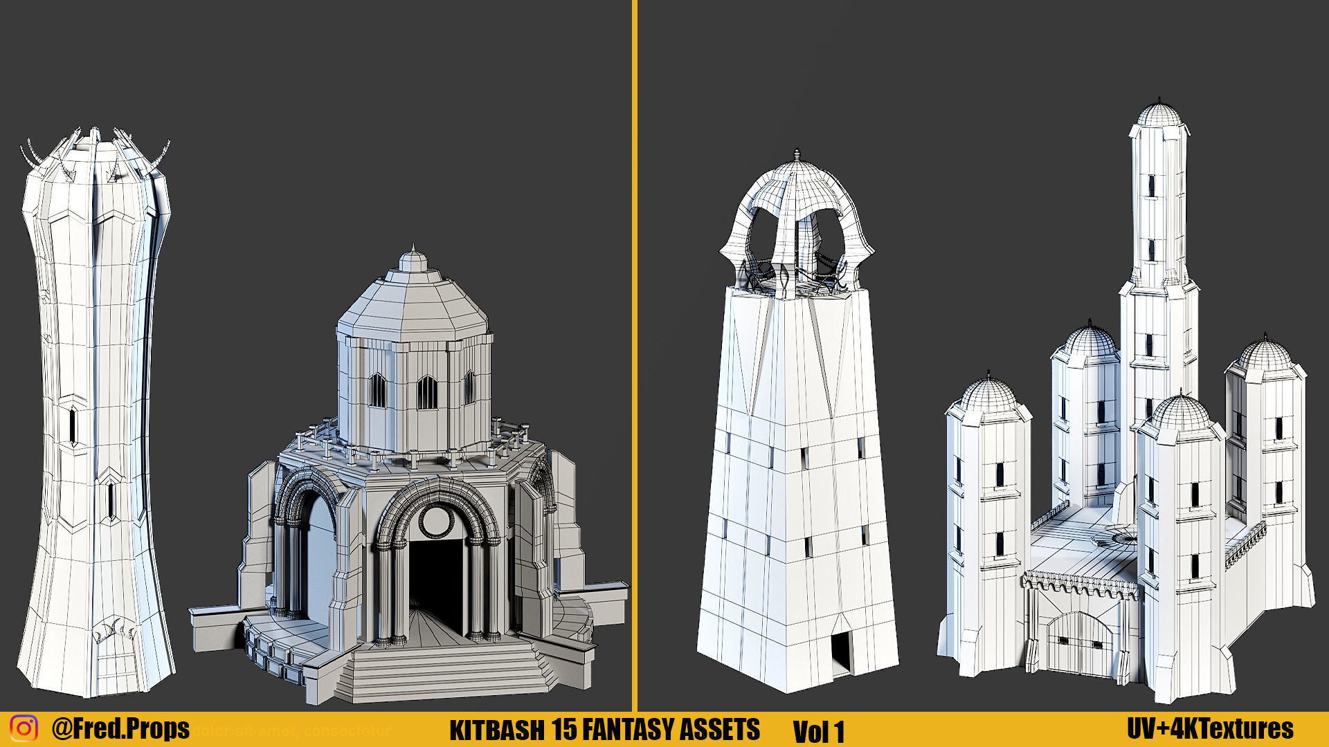 3D model KITBASH-FANTASY ASSETS Vol 1 VR / AR / low-poly | CGTrader