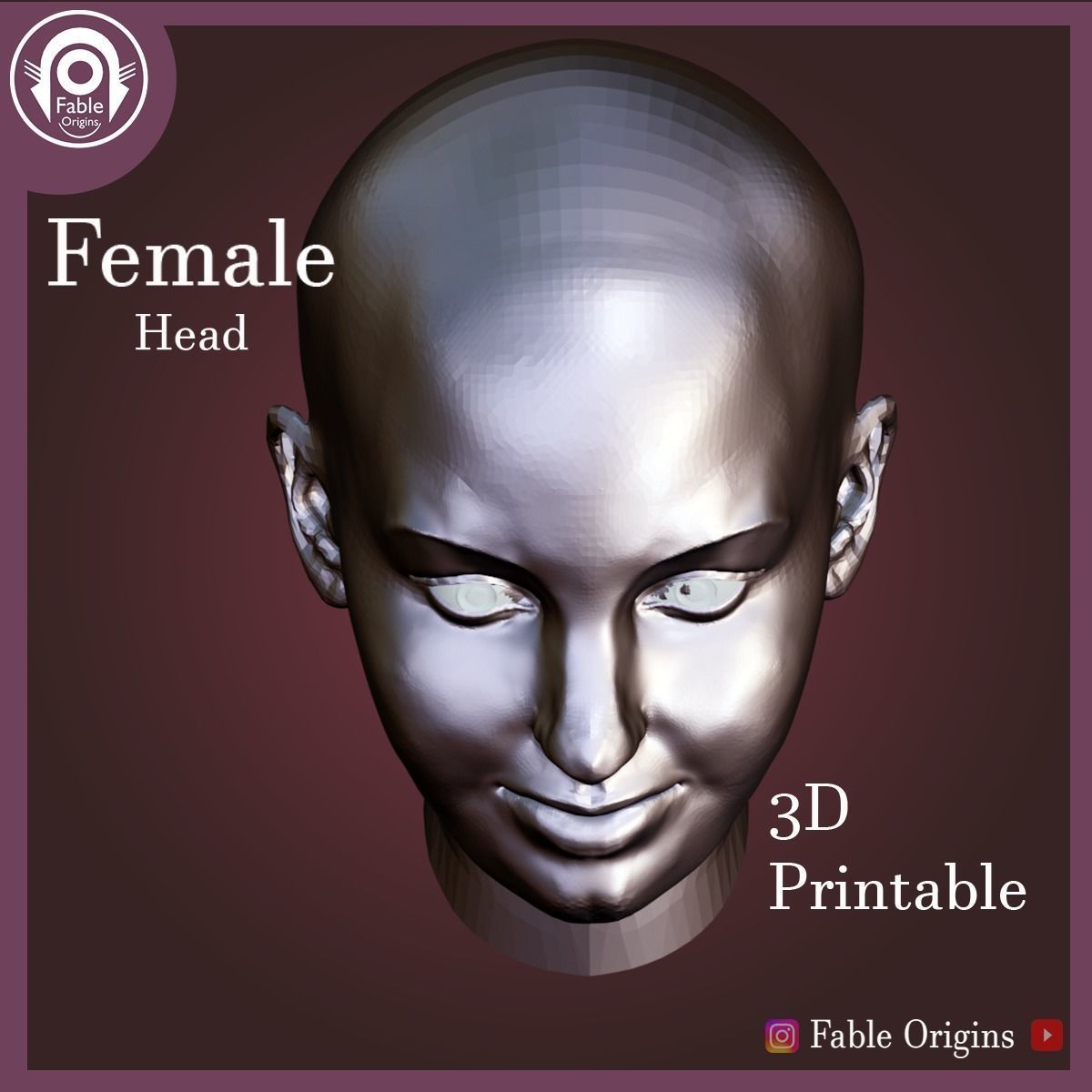 Female Head 3D model 3D printable | CGTrader