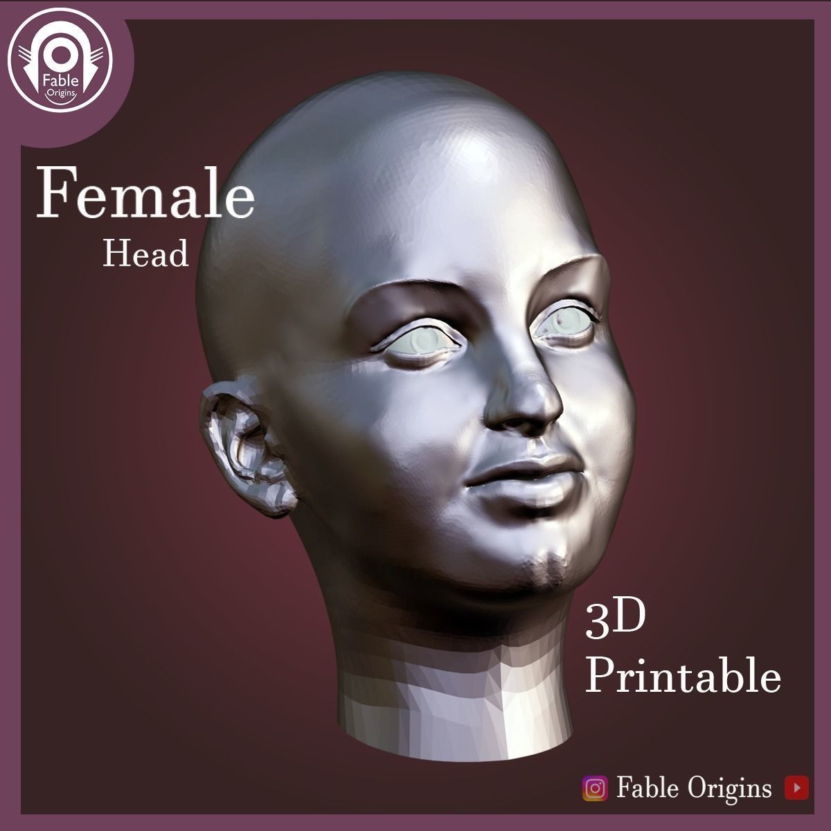 Female Head 3D model 3D printable | CGTrader